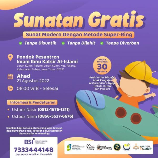 Sunatan Gratis Bersama Pondok Pesantren Imam Ibnu Katsir Al-Islami